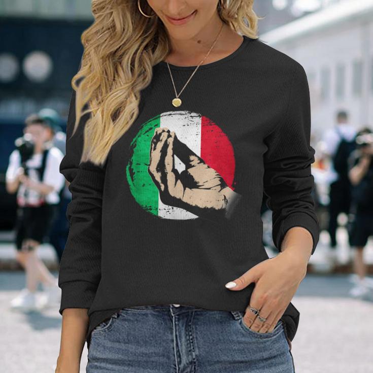 Pinched Finger Humor Italy Flag Italian Hand Gesture Long Sleeve T ...