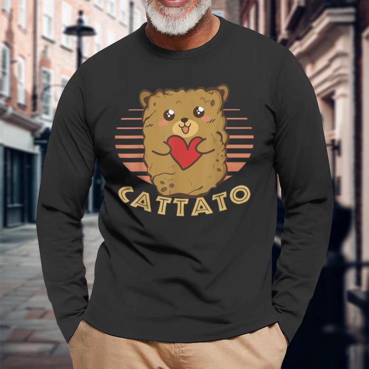 Cat Potato Cattato Hilarious Novelty Design Long Sleeve T-Shirt - Monsterry