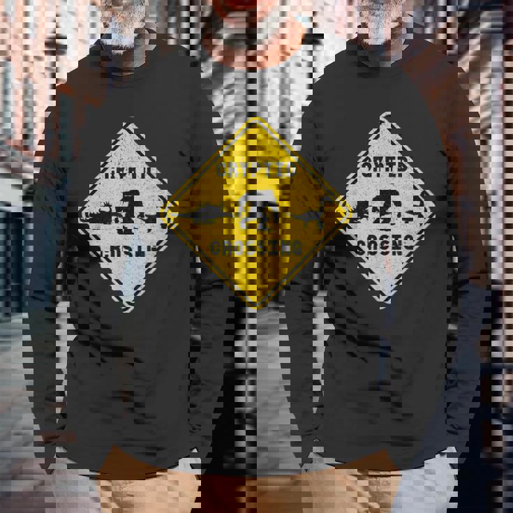 Cryptid Crossing Yield Road Sign Nessie Bigfoot Hodag Long Sleeve T ...