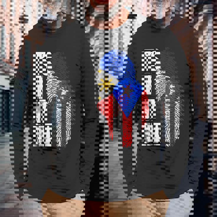 Filipino And Puerto Rican DNA Mix Flag Heritage Long Sleeve T-Shirt ...