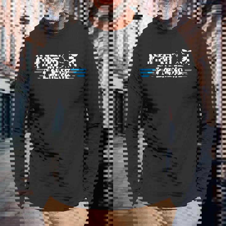 My First Plane Ride My 1st Flight Airplane Long Sleeve T-Shirt - Monsterry