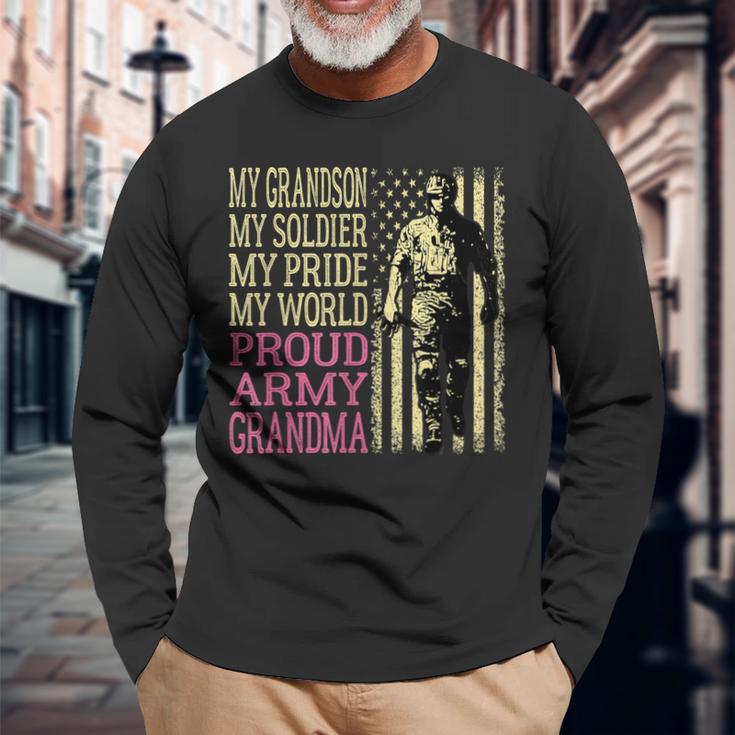 My Grandson My Soldier Hero Proud Army Grandma US Military Long Sleeve ...