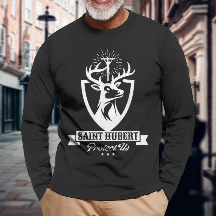 Hubert Hubertus Patron Saint Of Hunters Stag Catholic Men Long Sleeve T ...