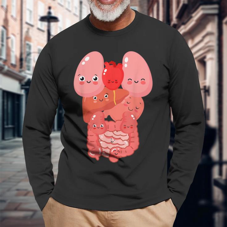 Internal Organs Human Anatomy Smiling Long Sleeve T-Shirt - Monsterry CA