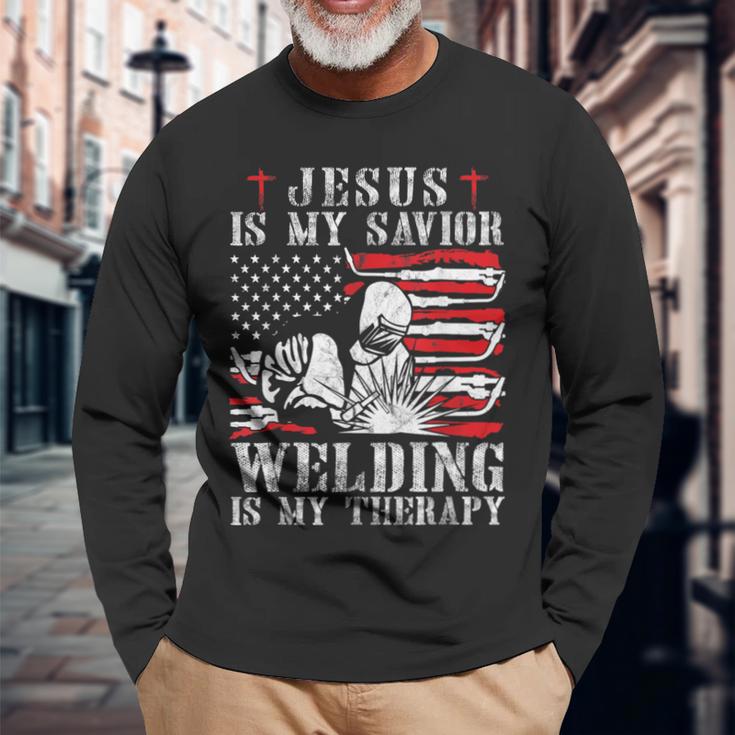 Jesus Is My Savior Welding Christian Weld American Flag Long Sleeve T ...