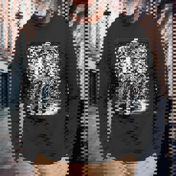 Mexican Gangster Cool Cholo Chicano Skeleton Con Safos Long Sleeve T ...