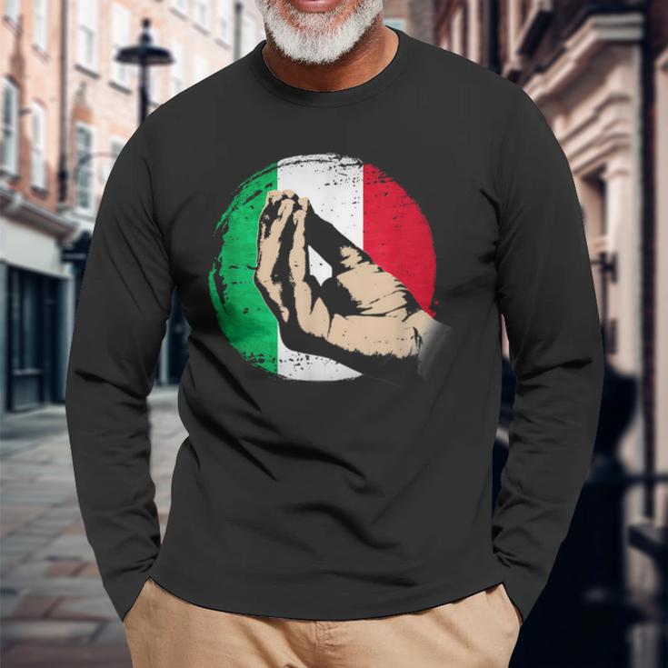 Pinched Finger Humor Italy Flag Italian Hand Gesture Long Sleeve T ...