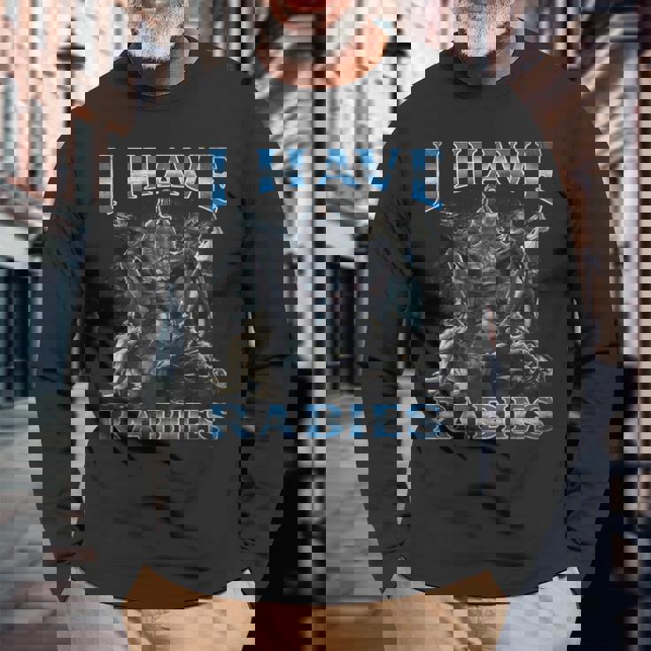 I Have Rabies Cringe Werewolf Wolf Meme Long Sleeve T-Shirt - Monsterry