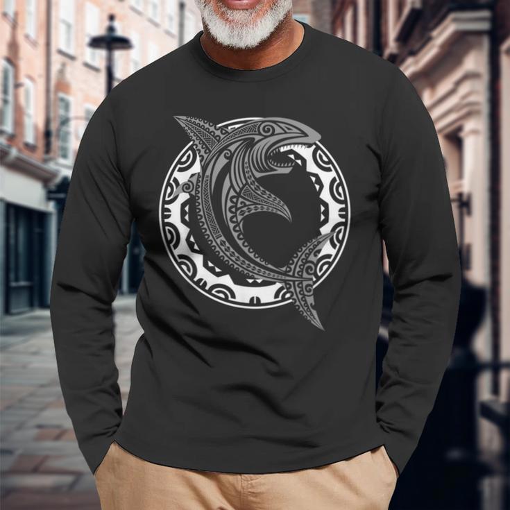 Shark Fish Symbol Haka Culture Maori Tribal Pattern Long Sleeve T-Shirt ...