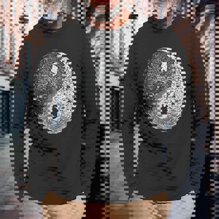 Tree Of Life Yin Yang Taoist Symbol Spiritual Meditation Long Sleeve T ...