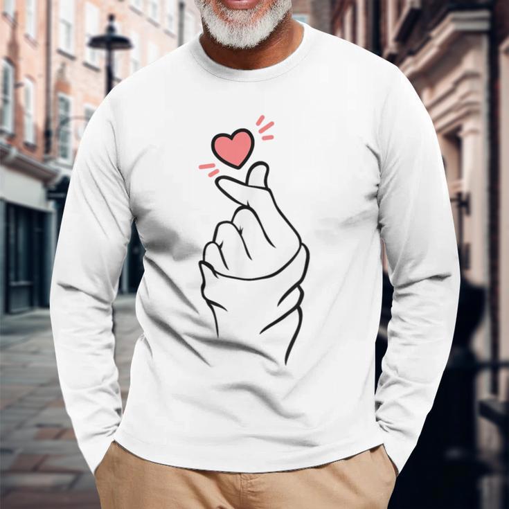 Signo De Mano De Corazón Coreano Dedos K-Pop Corazón Camiseta de manga ...