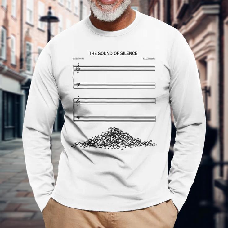 The Sound Of Silence Music Notes Long Sleeve T-Shirt - Monsterry