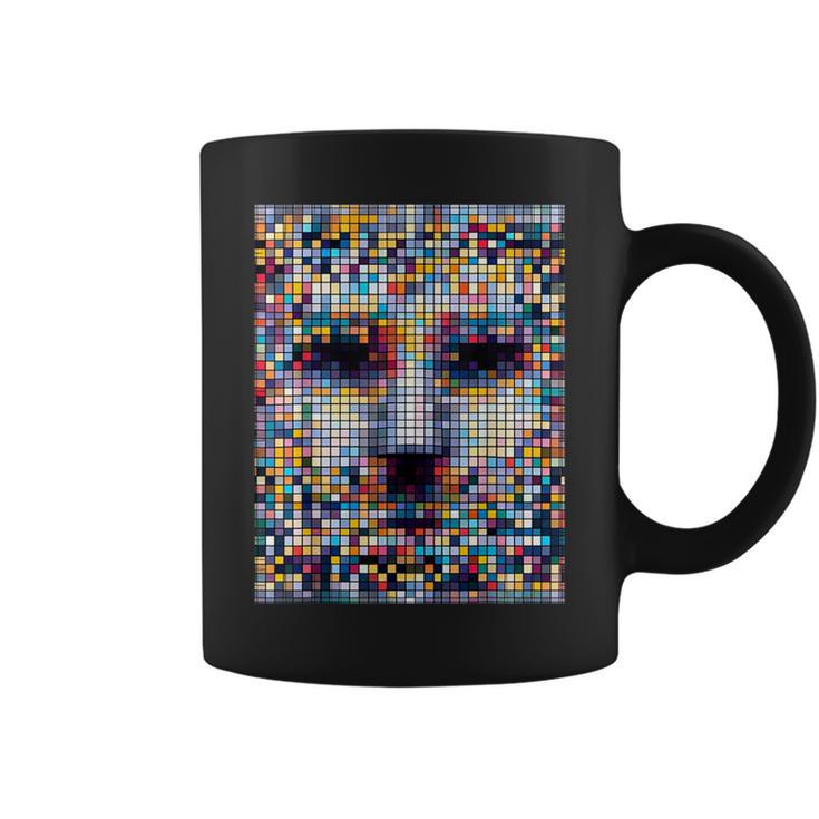 Anti-Facial Recognition Pixelated Graphic Print Coffee Mug - Monsterry