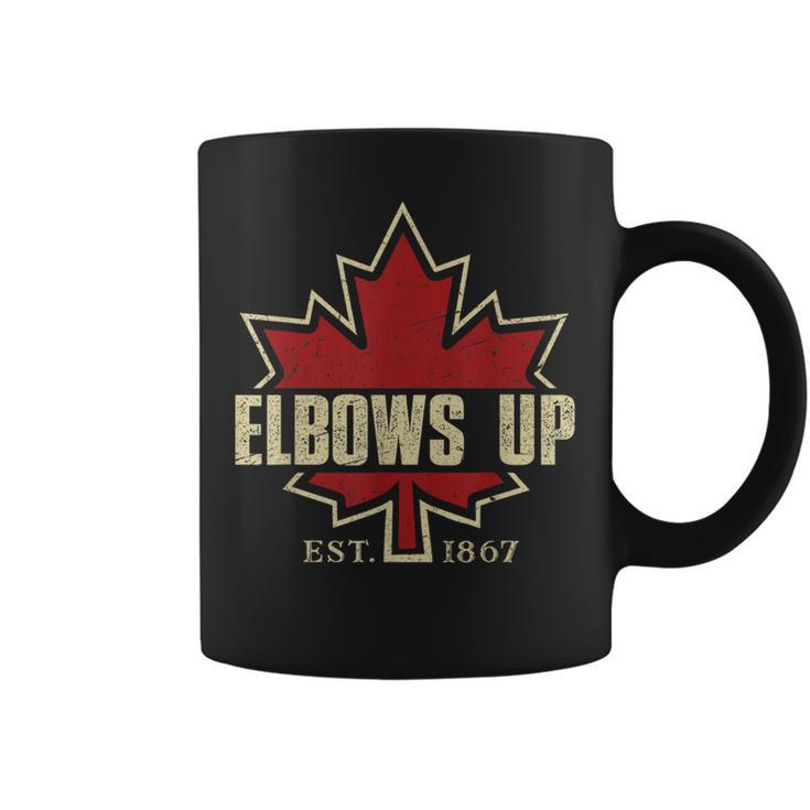 Elbows Up Canada True North Strong Free Proud Canadian Coffee Mug | Mazezy
