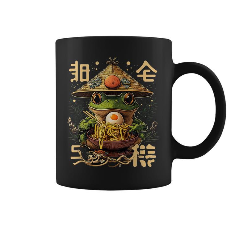 Frog Eating Ramen Kawaii Neko Graphic Print Coffee Mug - Monsterry