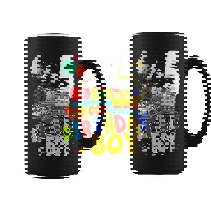 Kids 5th Birthday Train Boys 5 Years Old I'm Five Graphic Print Coffee ...