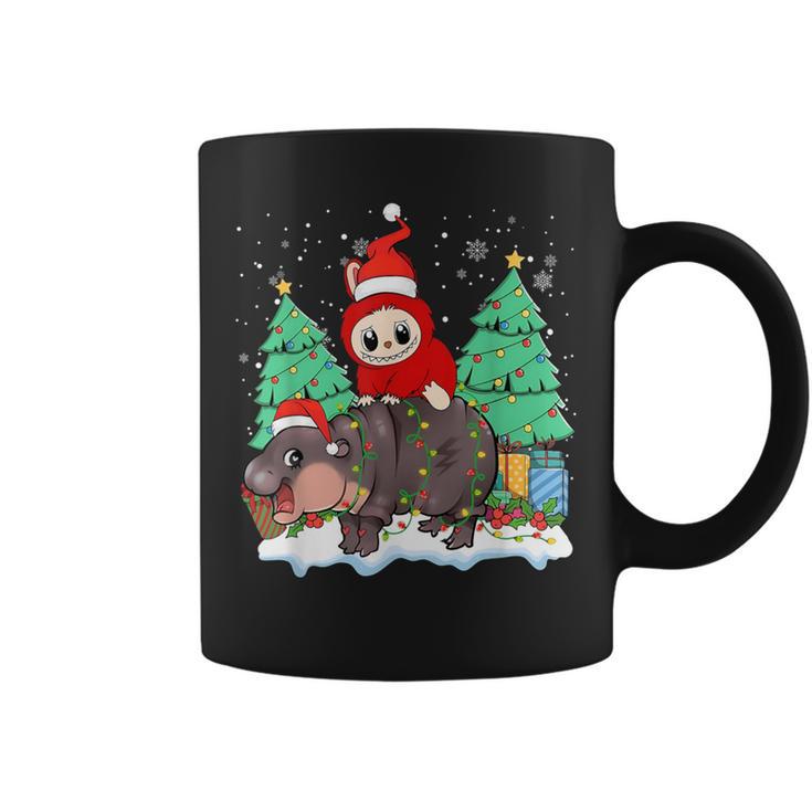 Labubu Monster Moo Deng Baby Hippo Christmas Graphic Print Coffee Mug ...