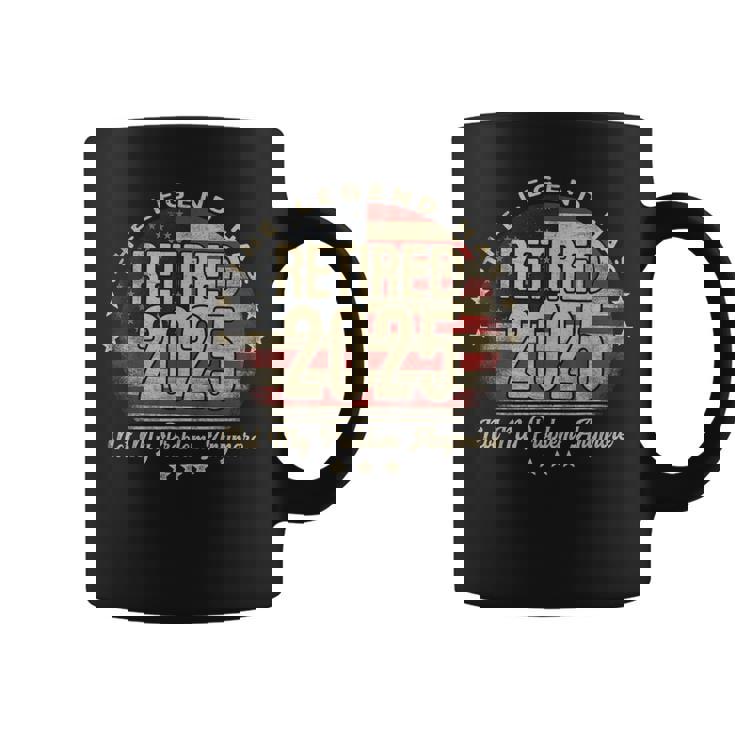 The Legend Has Retired 2025 Not My Problem Anymore US Flag Graphic Print Coffee Mug - Monsterry