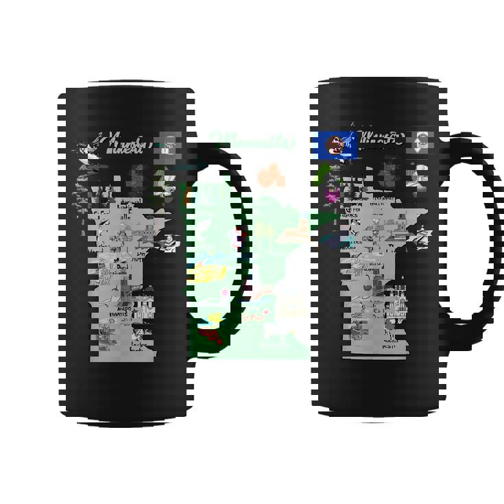 Minnesota Tourist Map With Landmarks And Famous Symbols USA Graphic ...