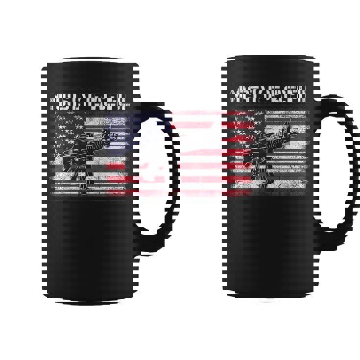 Mostly Peaceful Gun Rights AR-15 American Flag 2A Graphic Print Coffee ...