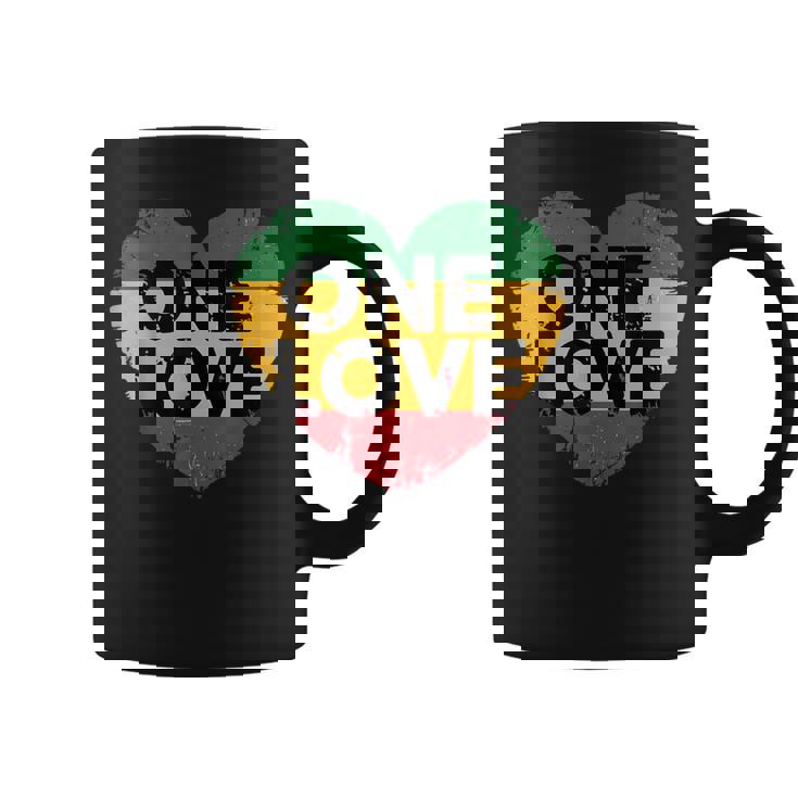 Reggae Heart One Love Rasta Reggae Music Rastafarian Jamaica Coffee Mug ...