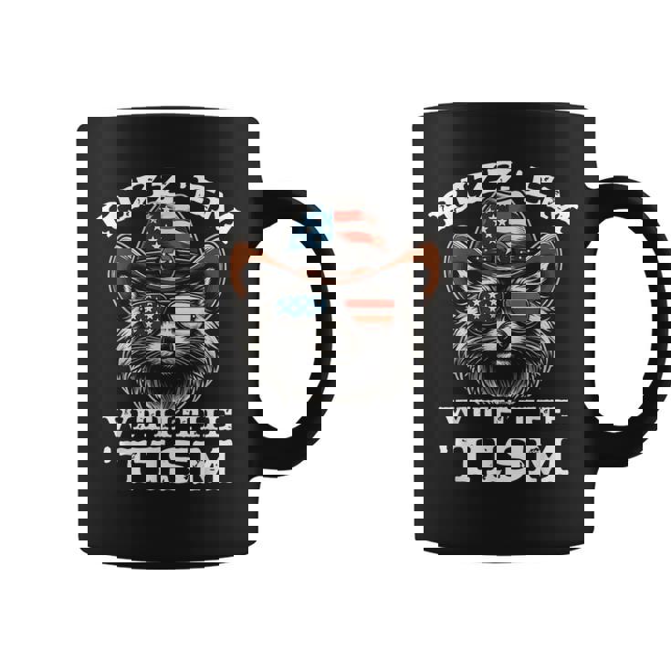 Rizz Em With The Tism Raccoon Meme Autism Coffee Mug - Monsterry