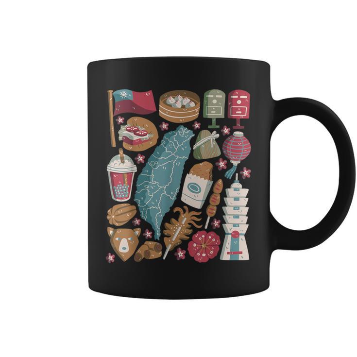 Taiwan Doodles Taipei Asia Bubble Tea Gua Bao Graphic Print Coffee Mug ...