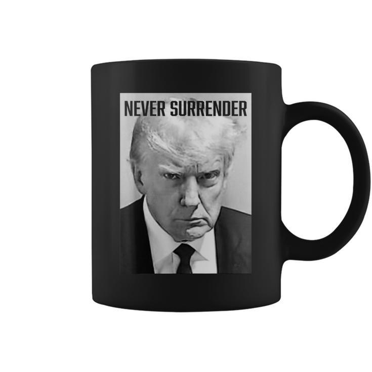 Trump Mugshot Never Surrender 2024 Graphic Print Coffee Mug - Monsterry