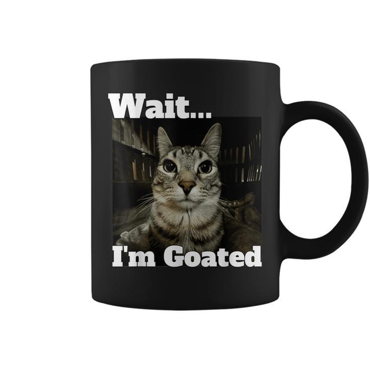 Wait I'm Goated Brainrot Cat Meme Coffee Mug | Mazezy