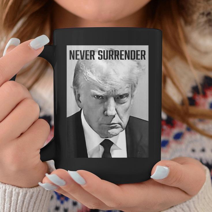 Trump Mugshot Never Surrender 2024 Graphic Print Coffee Mug - Monsterry