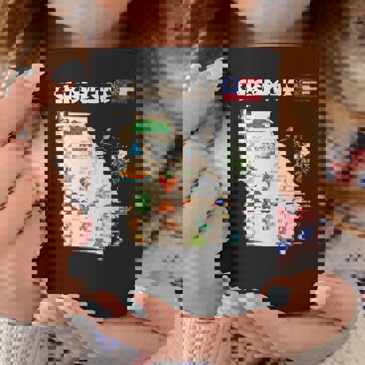 USA Georgia State Travel Map Cities Flag Landmarks Graphic Print Coffee ...