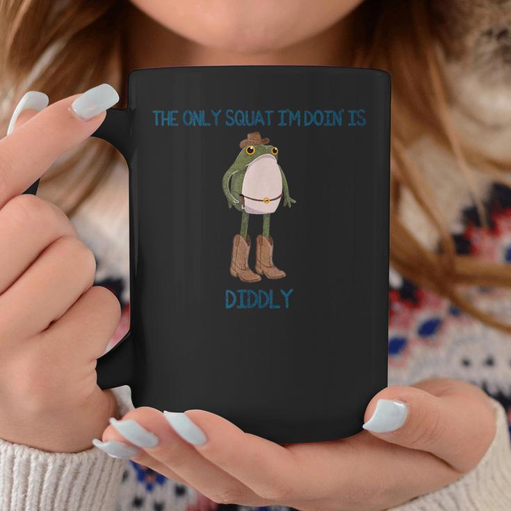 Vintage The Only Squat I'm Doin' Is Diddly Frog Meme Coffee Mug | Mazezy