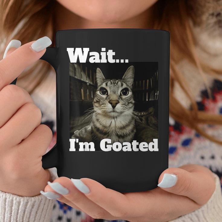 Wait I'm Goated Brainrot Cat Meme Coffee Mug | Mazezy