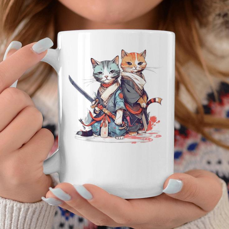 Ninja Cats Couple Japanese Anime With Samurai Katana Graphic Print ...