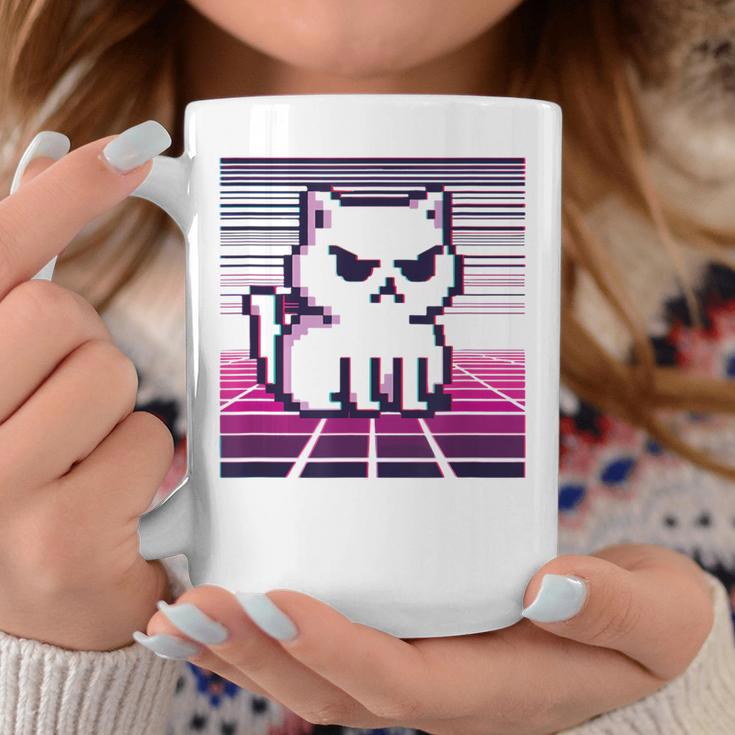 Pixelated Retro Gaming 8-Bit Minimalist Nostalgic Cat Art Graphic Print ...
