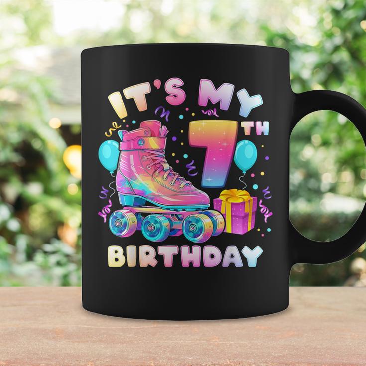 7Th Birthday Girl 7 Years Roller Skates Number 7 Coffee Mug - Monsterry