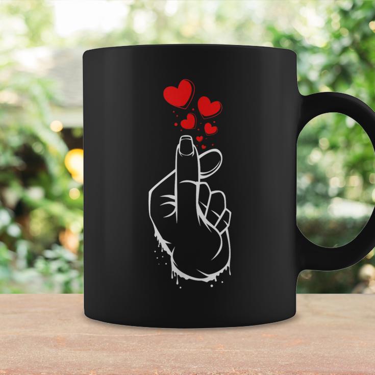 Corazón De Dedo Coreano Kpop Seúl Hallyu Música Coreana Taza de café ...
