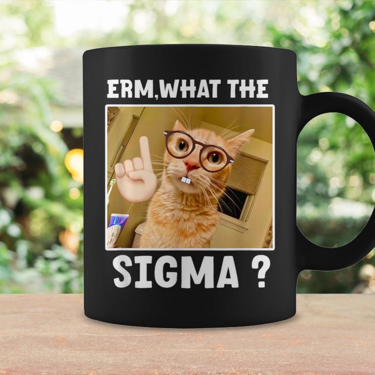 Erm What The Sigma Cat Ironic Meme Brain Rot Quote Graphic Print Coffee ...
