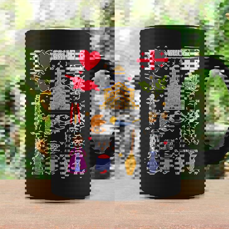 Georgian Hand Drawn Symbols Georgia Map Cultural Icons Graphic Print ...