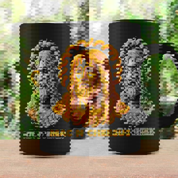 Macaroni And Cheese Jesus Christian Mac N Cheesus Meme Coffee Mug ...