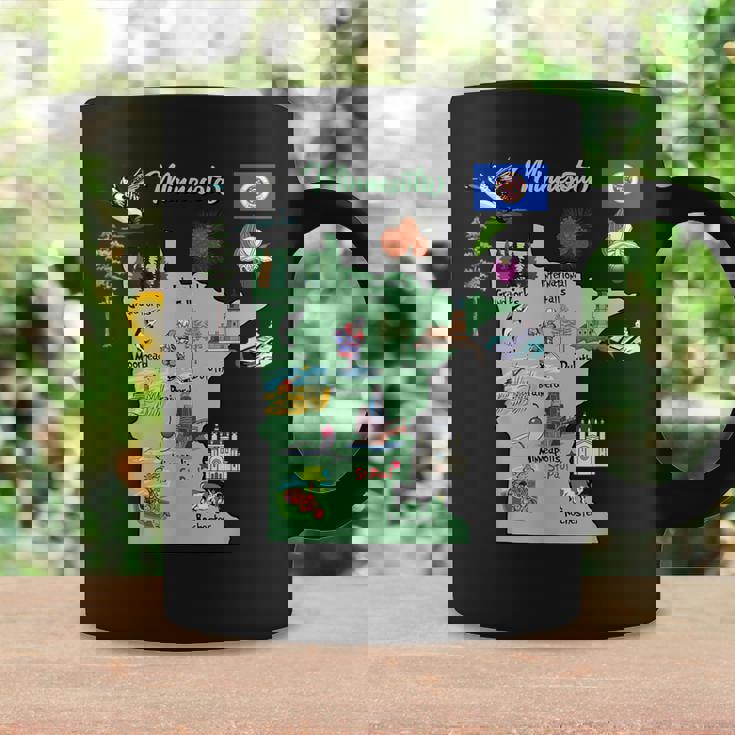 Minnesota Tourist Map With Landmarks And Famous Symbols USA Graphic ...