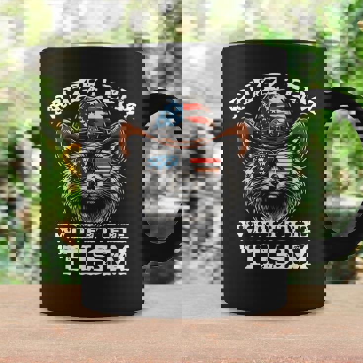 Rizz Em With The Tism Raccoon Meme Autism Coffee Mug - Monsterry