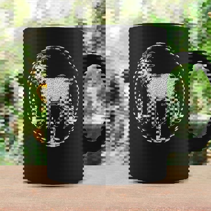 Sacred Goth Goat With Candles Mystic Ritual Goat Pentagram Graphic ...