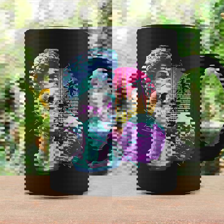 Vaporwave David Bust Statue With Skulls & Palm Tree Art Tank Top ...