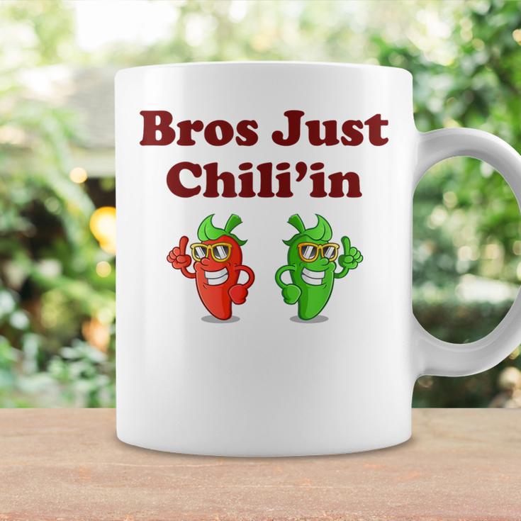 Bros Just Chili'In Spicy Cook-Off Graphic Print Coffee Mug - Monsterry