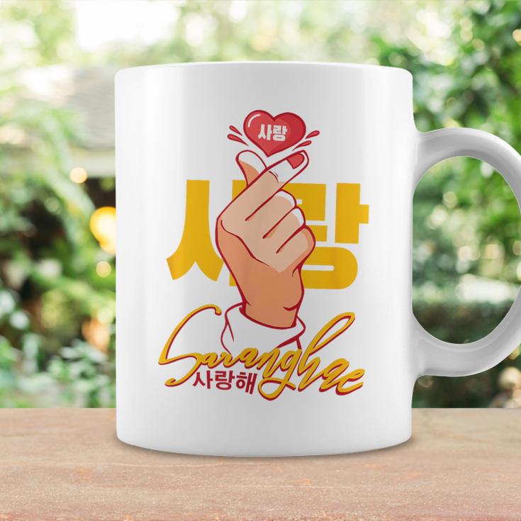 Lindo Corazón De Dedo Coreano Kpop Love K-Pop Saranghae Taza de café ...