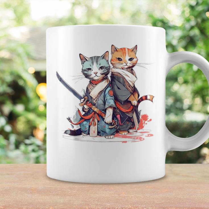 Ninja Cats Couple Japanese Anime With Samurai Katana Graphic Print ...