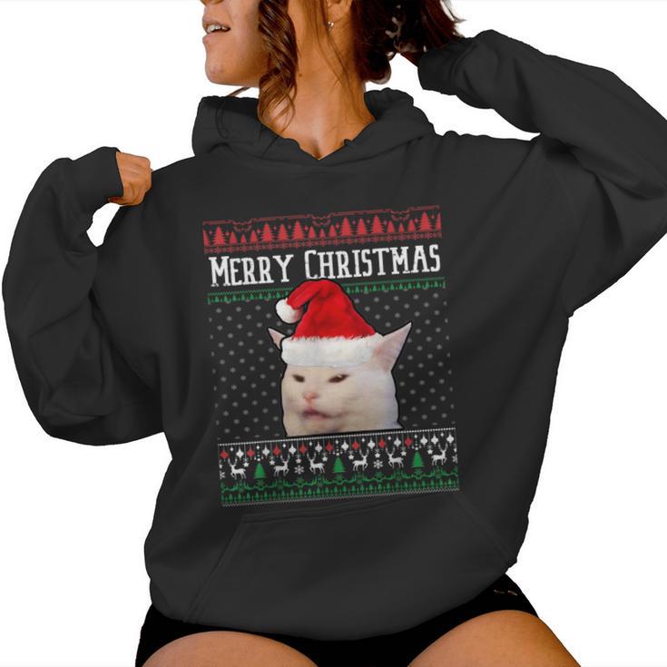 Gritando A Un Gato Manchado Feo Suéter De Navidad Meme Sudadera con ...