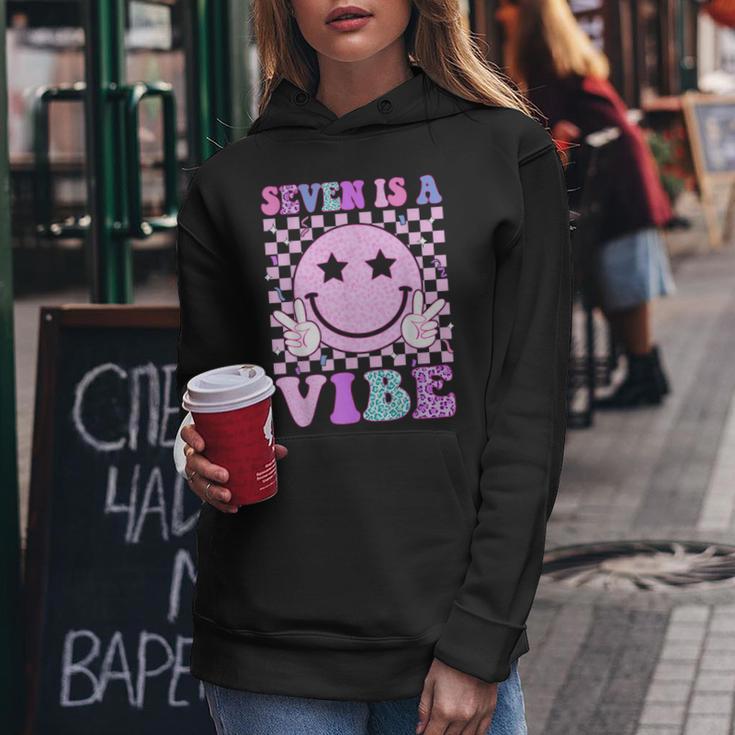 Groovy Seven Is A Vibe 7Th Birthday Boys Girls 7 Years Old Women Hoodie ...