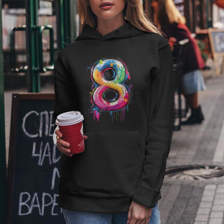 Number 8 8Th Birthday Eight Year Old Boys Girls Graffiti Women Hoodie ...